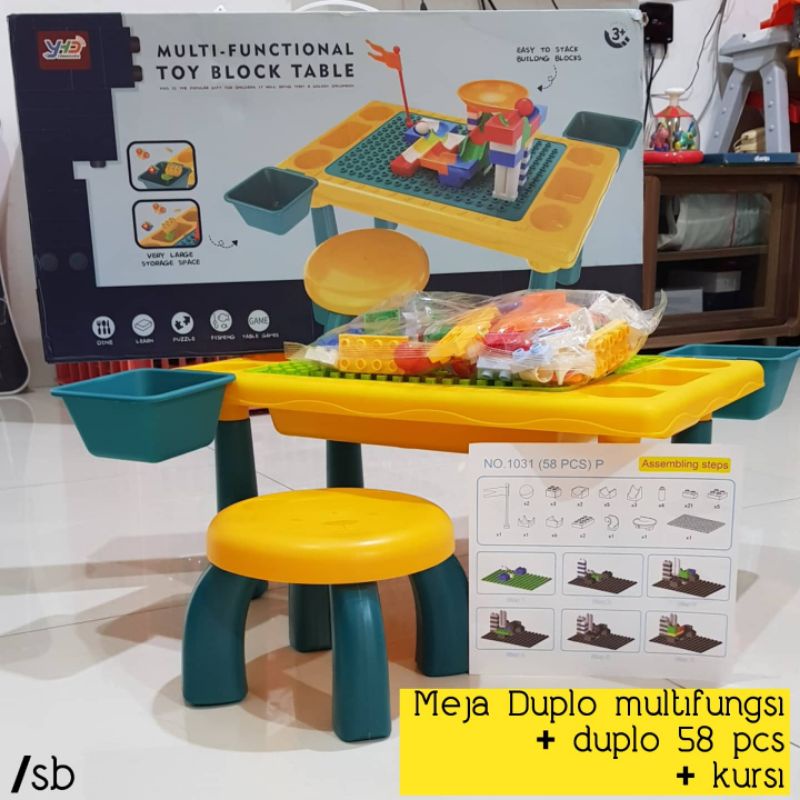 Jual MEJA LEGO DUPLO MULTIFUNGSI + DUPLO 50PCS++ + KURSI | Shopee Indonesia
