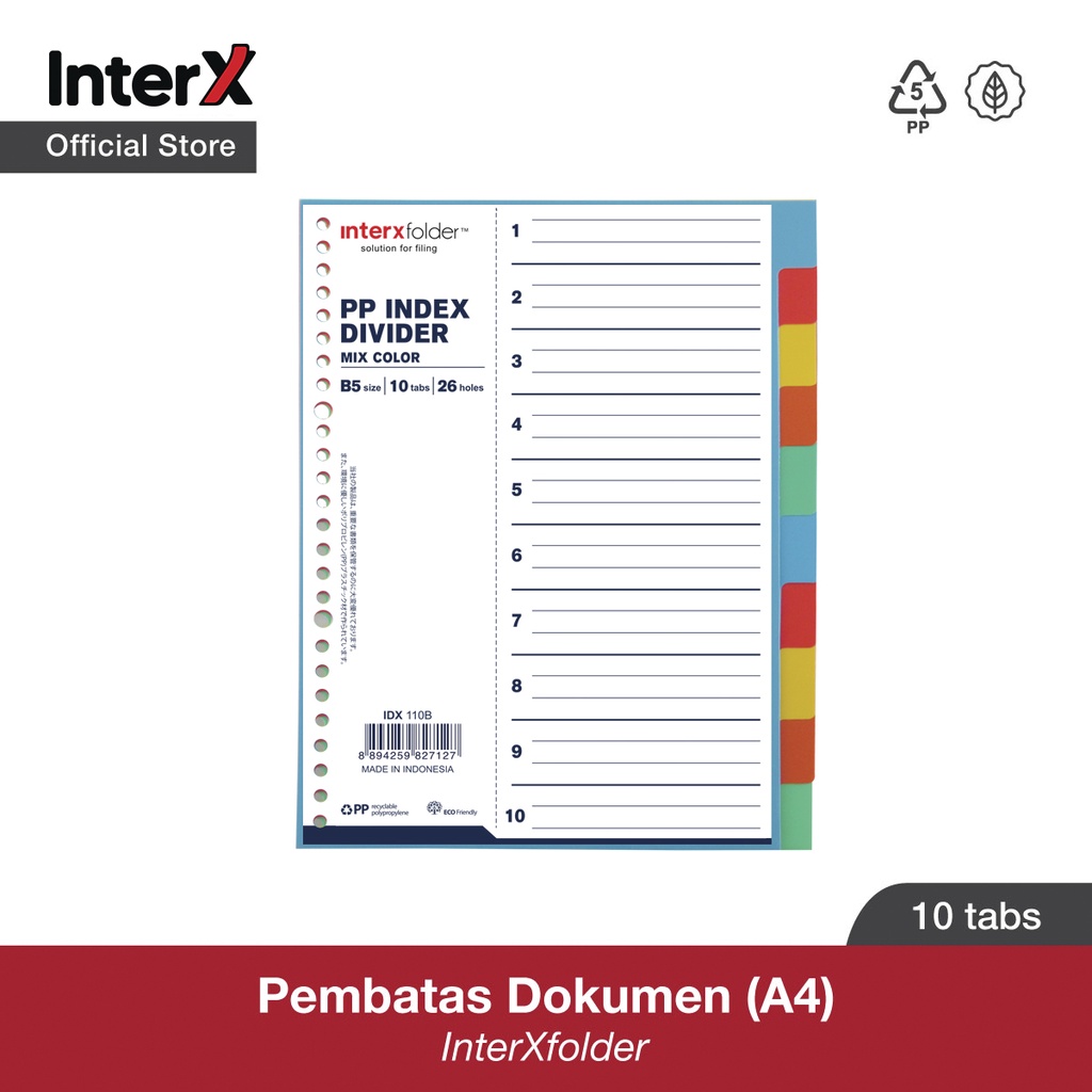 Jual InterX Index Divider A4/10 Tab | Shopee Indonesia