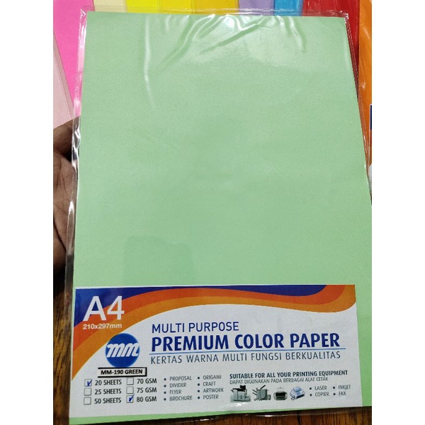Jual Kertas Warna A4 / PaperFine 80GSM (1 pack isi 20 lembar) | Shopee ...
