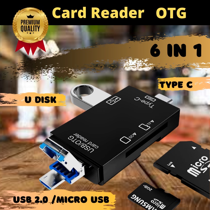 Jual Card Reader OTG 6 IN 1 Multifungsi Adapter Micro USB Type C ...