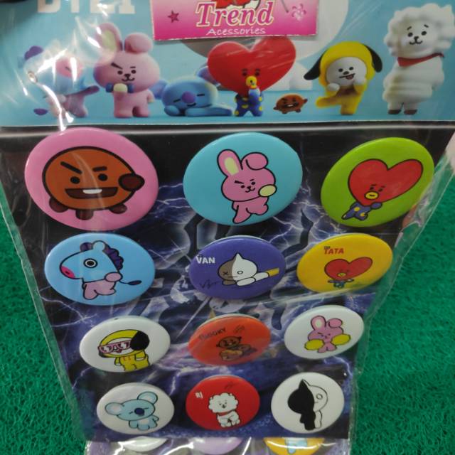 Jual Pin karakter BTS kpop BT21 isi 12 pcs | Shopee Indonesia