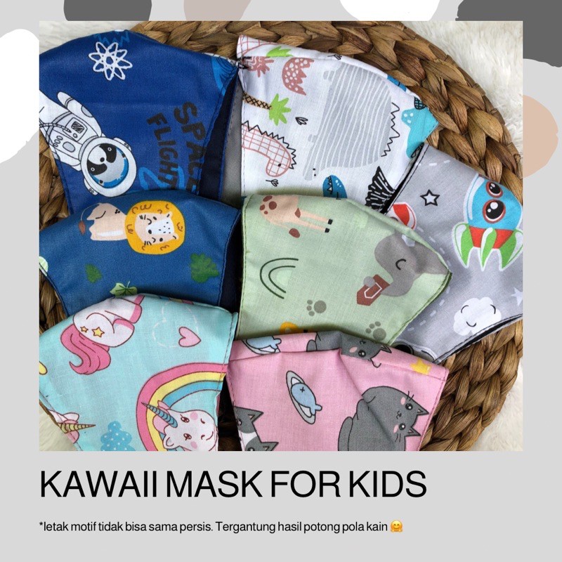 Jual KAWAII FACE MASK FOR KIDS | Masker kain duckbill dua lapis untuk ...