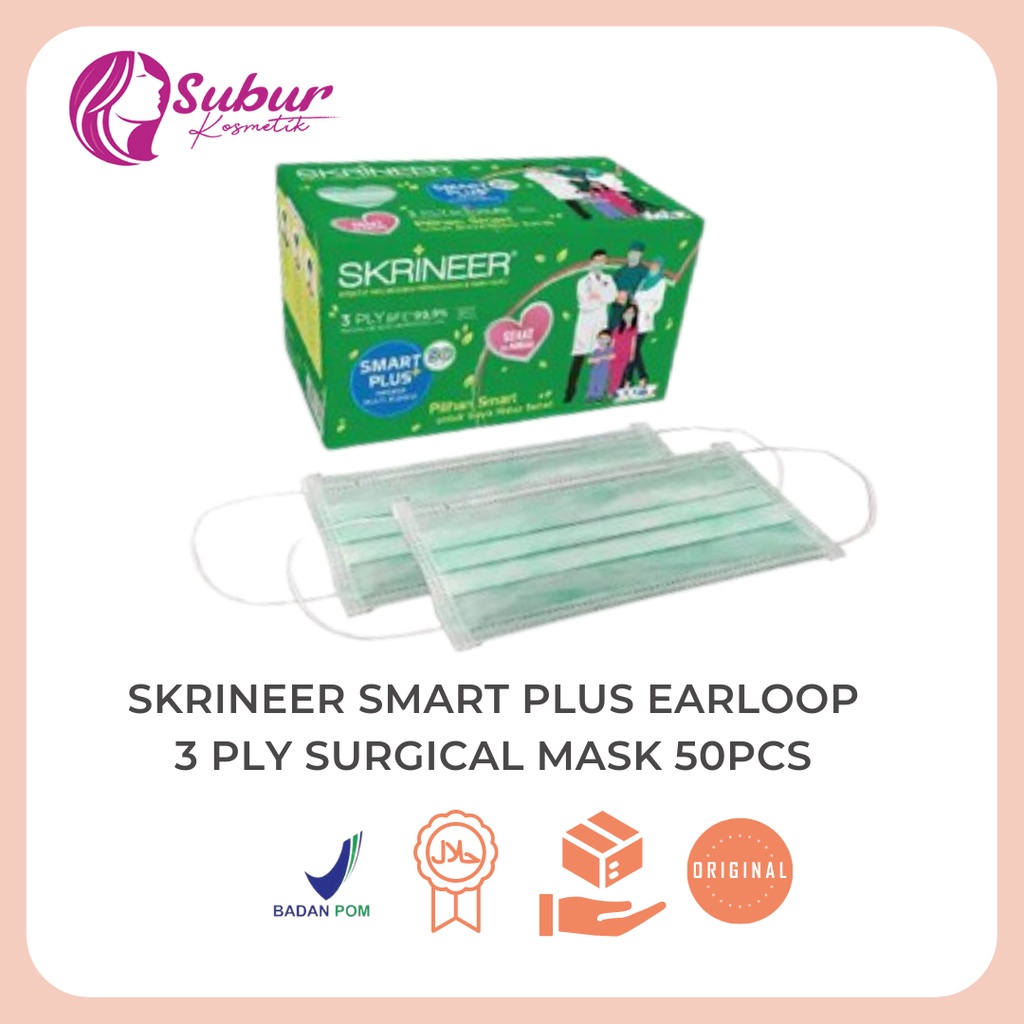 Jual Skrineer Smart Plus Earloop Surgical Mask 3ply Isi 50pcs | Shopee ...