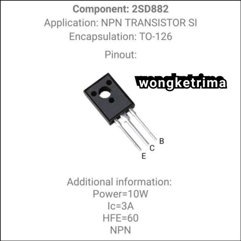 Jual Transistor D882 2SD822 TO-126 3A/40V NPN Power Transistor TR D 882 ...