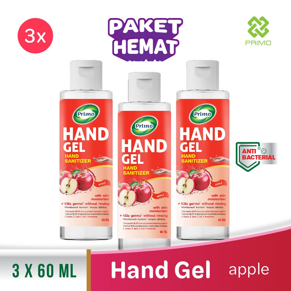 Jual PRIMO HAND GEL Sanitizer 3 x 60 mL | Shopee Indonesia