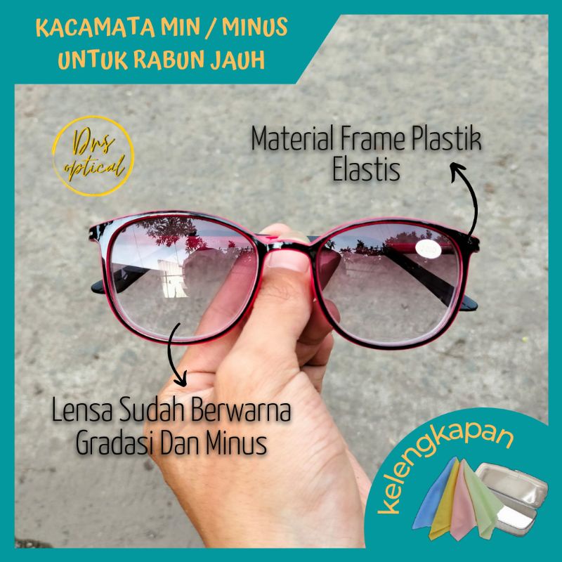 Jual KACAMATA MINUS WANITA - CEWEK FRAME BULAT LENSA WARNA GRADASI ...