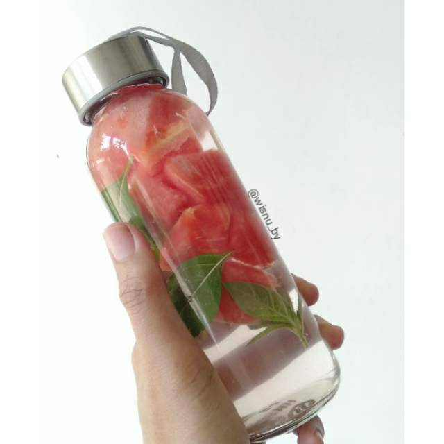 Jual Botol Infus water/JSR Bahan Kaca BPA Free 350 ml (DENGAN SARUNG ...