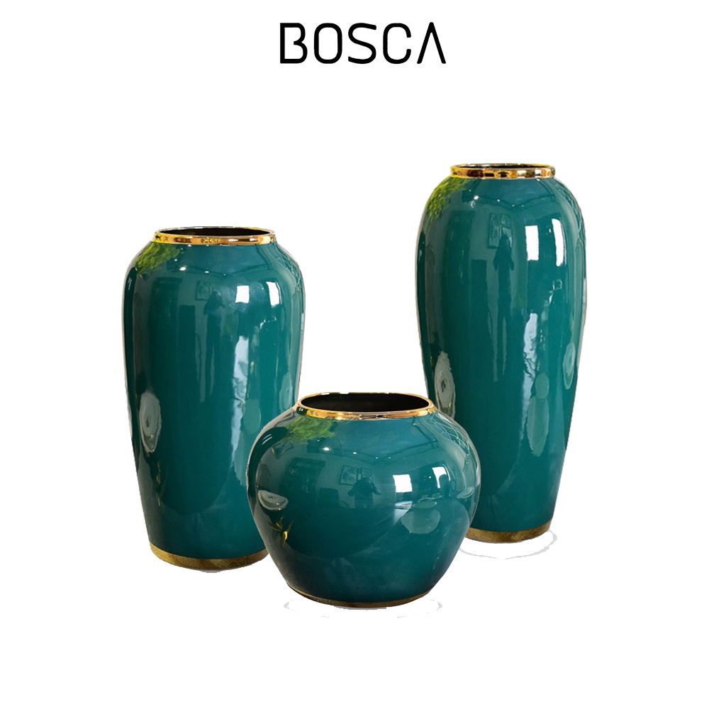 Jual Bosca Living - Set Vas Bunga Hijau List Gold / Wadah Bunga ...