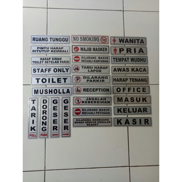 Jual Acrylic plat sign label tarik, dorong, geser, musholla, toilet ...