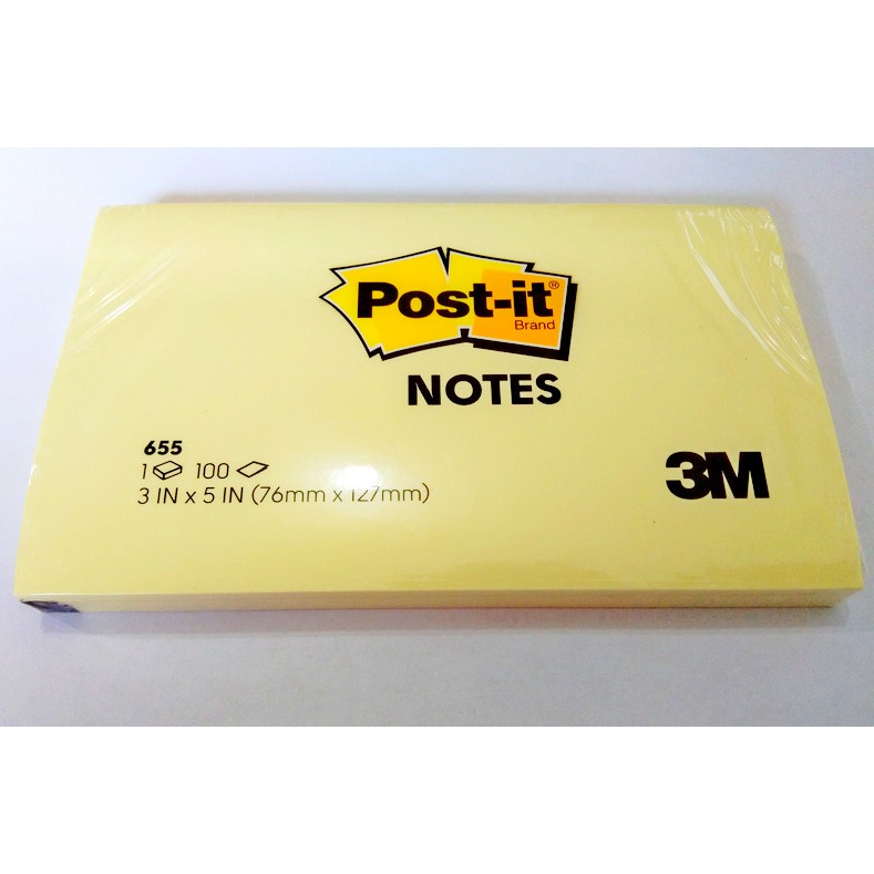 Jual post it 655 yellow merk 3M 76mm x127 mm / memo tempel 3inch x ...