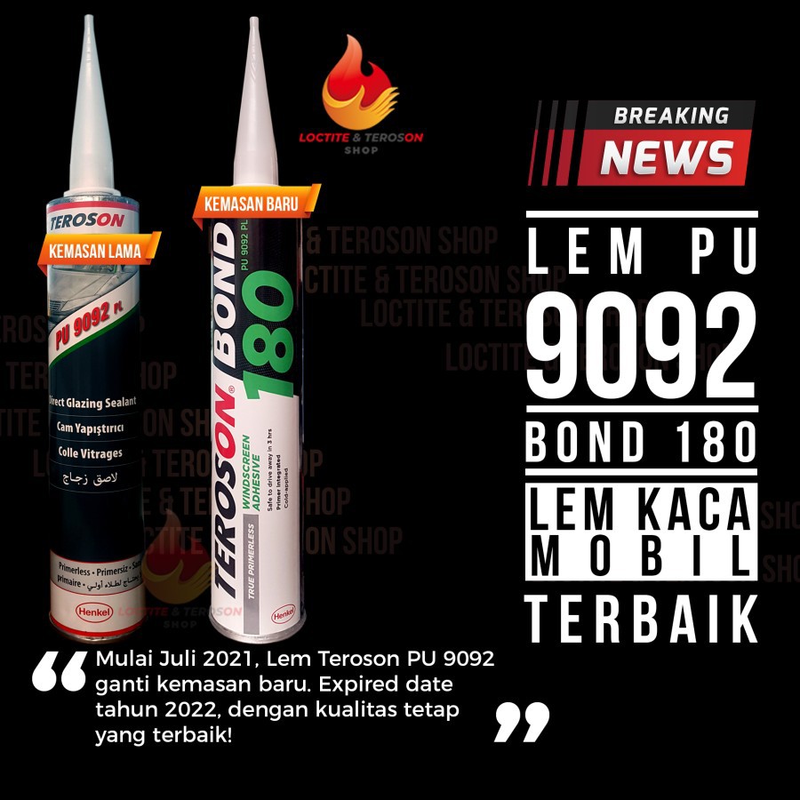Jual LEM KACA MOBIL TERBAIK TEROSON PU 9092 PL POLIURETAN 310ml ...