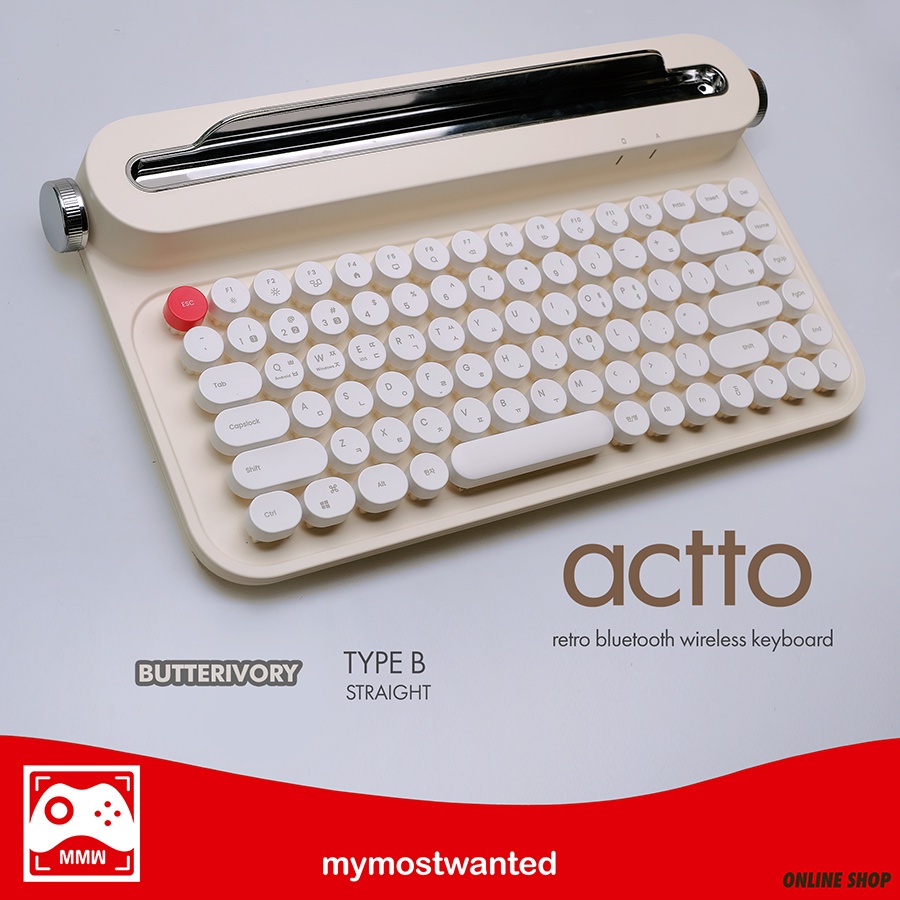 Jual ACTTO Keyboard bluetooth wireless keyboard retro typewriter IVORY ...