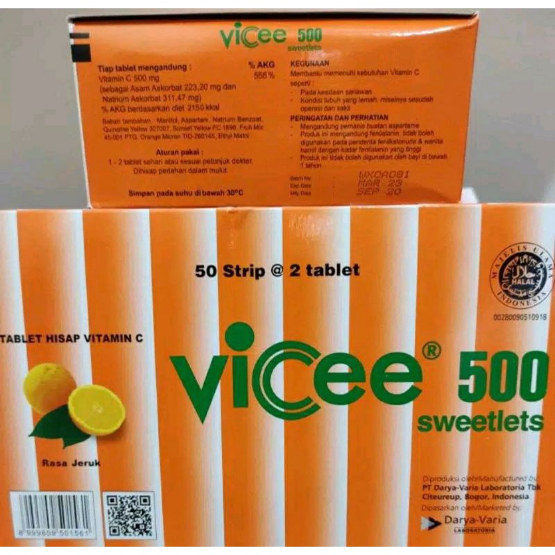 Jual ViCee Vitamin C 500 (1box isi 100tablet) All varian. | Shopee ...