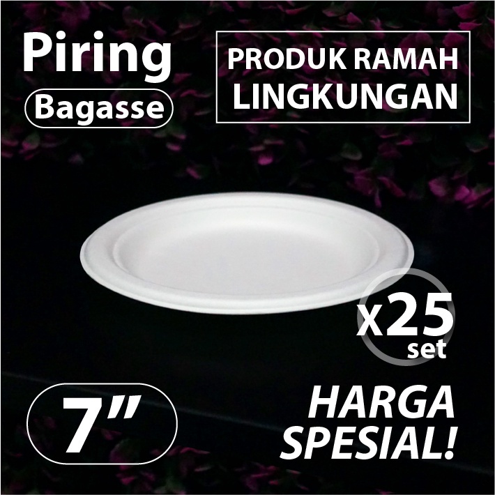 Jual Paket 25 pcs - Piring Serat Tebu 7” - Bagasse Ramah Lingkungan ...