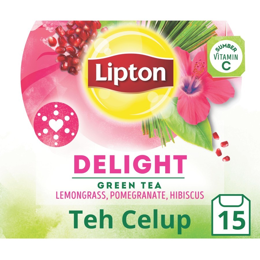 Jual Lipton Tea Delight Green Tea Lemongrass, Pomegranate & Hibicus ...