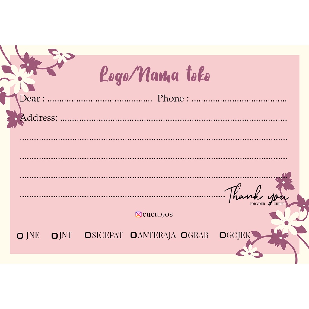 Jual Custom stiker alamat olshop untuk label pengiriman - custom label ...