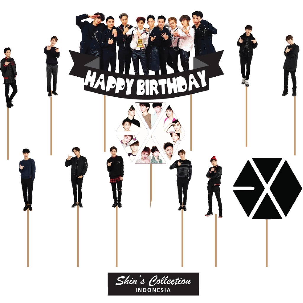 Jual Cake topper Exo Kpop 1 set isi 12 pcs | Shopee Indonesia