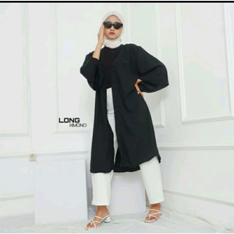 Jual outfit Long kimono cardigan wanita style korea korean shakina ...