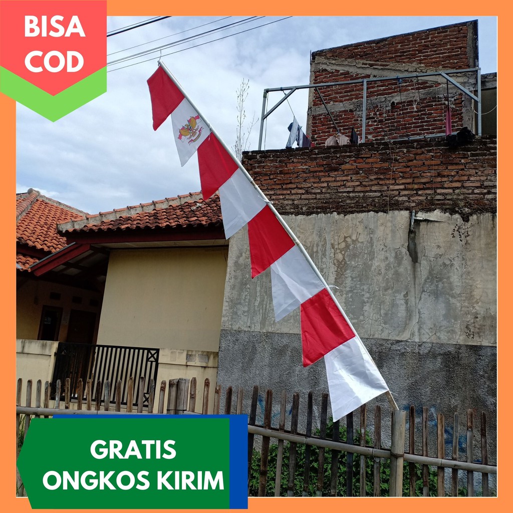 Jual Bendera Umbul Umbul 8 Mata Merah Putih Kain Veles Warna Berkualitas | Shopee Indonesia