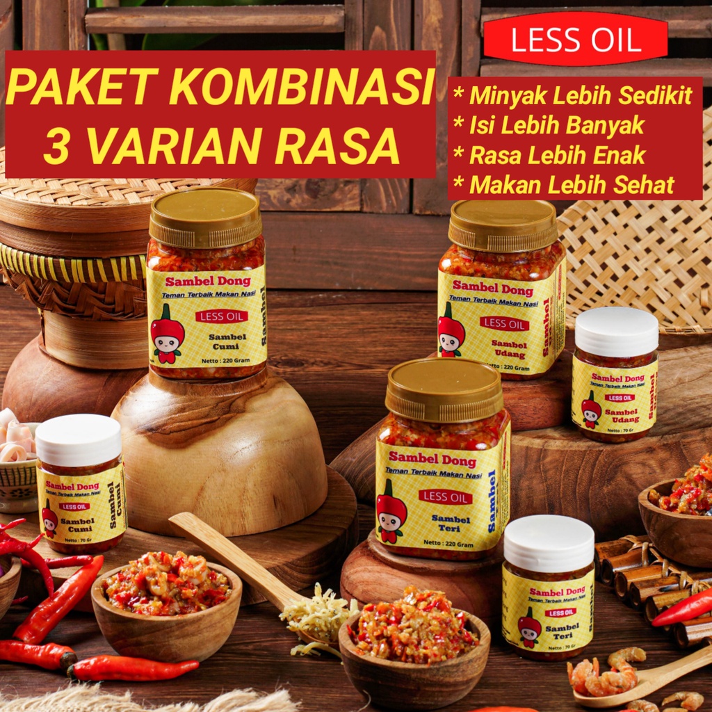 Jual Paket Kombinasi 3 Botol Sambal Lauk 70 Gram Homemade, Less Oil ...