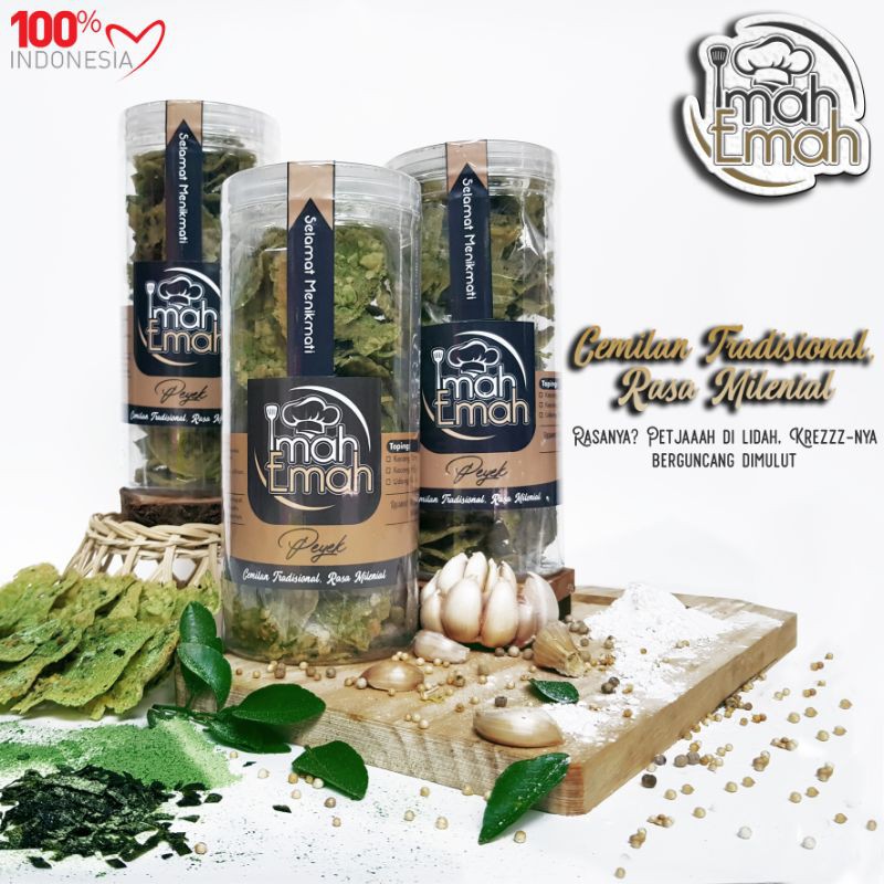 Jual Cemilan rempeyek peyek imahemah rasa rumput laut (topping kacang ...