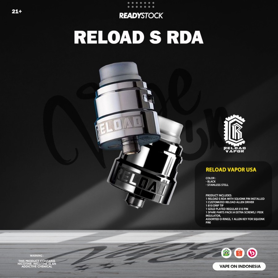 Jual RELOAD S RDA AUTHENTIC SINGLE COIL BLACK & SS BY RELOADVAPORUSA ...