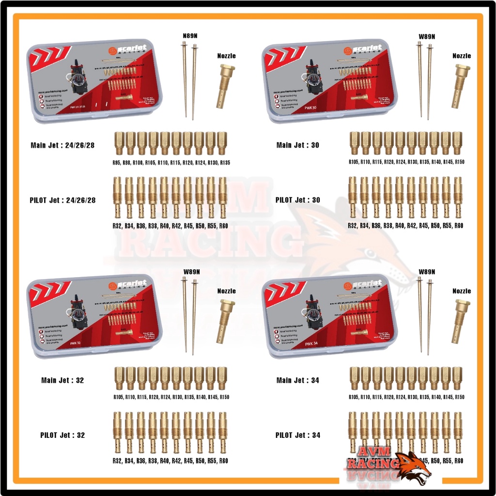 Jual Set 20pcs Mainjet Pilot Jet - Main jet PWK KLX D-Tracker NINJA Tiger Megapro NSR Harga ...