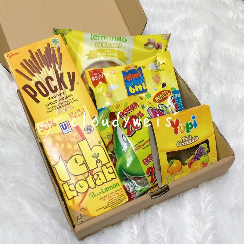 Jual SNACK BOX HAMPERS GIFTBOX KUNING (YELLOW SET) | Shopee Indonesia