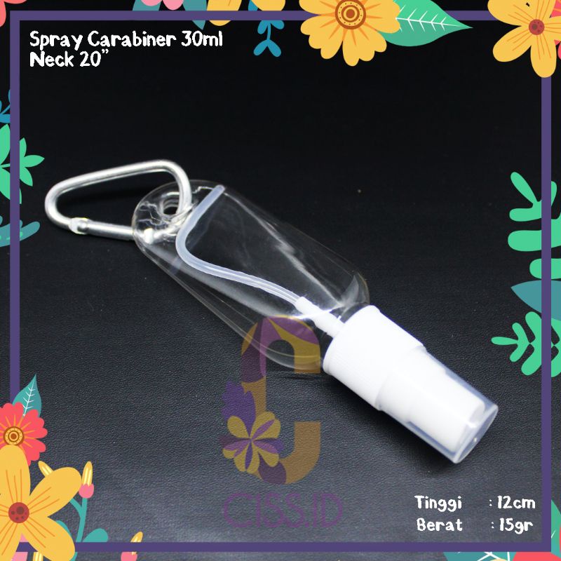 Jual BOTOL PLASTIK MINI SPRAY GANTUNG 30ml CARABINNER IMPORT PET TRAVEL ...