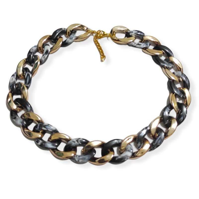 Jual Kalung Choker Retro Rantai Besar Pipih Style Chain Necklace Coker ...