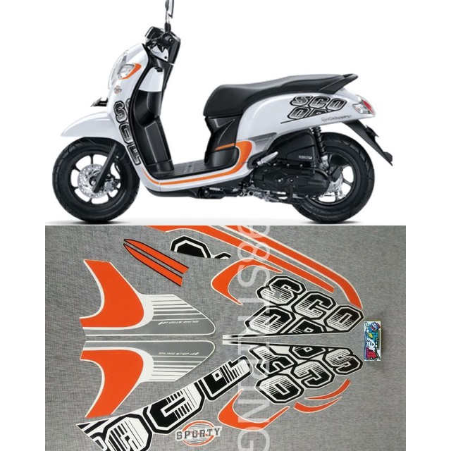 Jual STIKER STRIPING LIS STANDAR ORI HONDA SCOOPY F1 FI ORANGE OREN ...