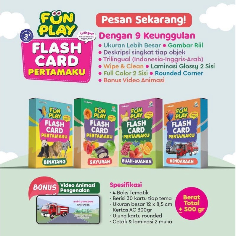 Jual Fun Play Flash Cards Edukasi Pertamaku (1 set = 4 box @ 30 cards ...