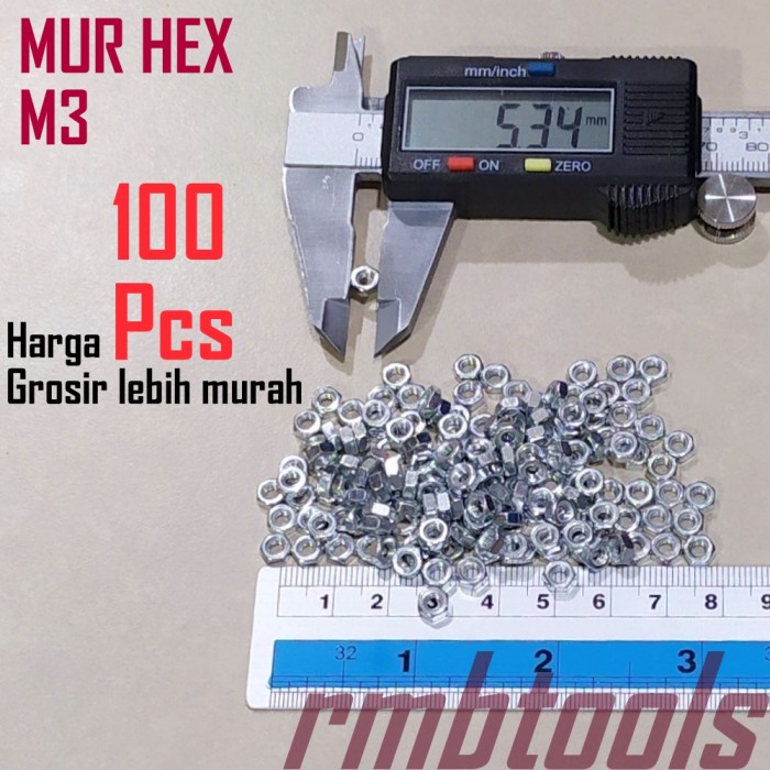 Jual (100pcs) MUR M3 HEX PUTIH GALVANIS KUNCI 6 PITCH 0.50 | Shopee ...