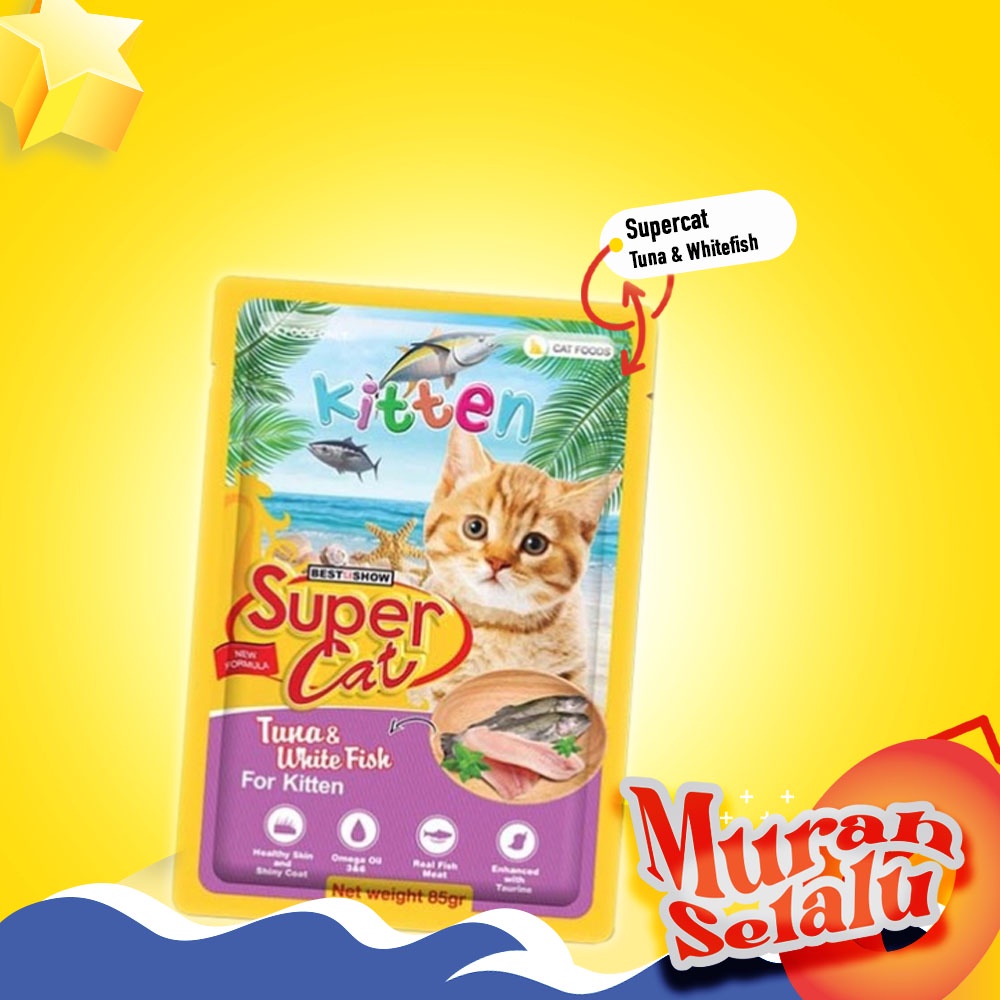 Jual SUPERCAT KITTEN Pouch 85 Gram Varian Tuna & Whitefish - Makanan ...