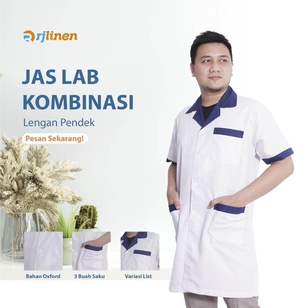 Jual JAS LABORATORIUM MEDIS KOMBINASI LENGAN PENDEK / JAS LAB MEDIS ...