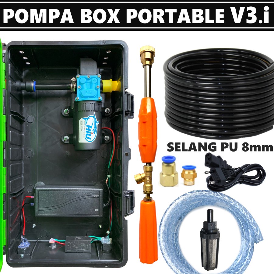 Jual Paket Pompa Box Portable V3i - Untuk cuci Motor - Mobil Selang PU ...