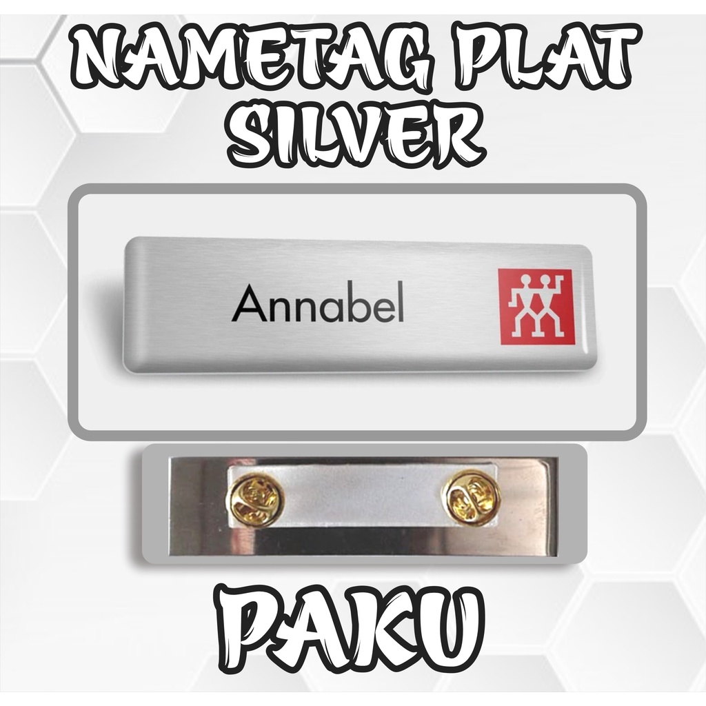 Jual Nametag SIlver/Nametag Peniti/Nametag Magnet/Nametag Paku/Nametag ...