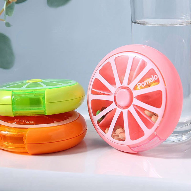 Jual Tempat Obat Bentuk Bulat Motif Irisan buah 7 Sekat Tempat Obat ...