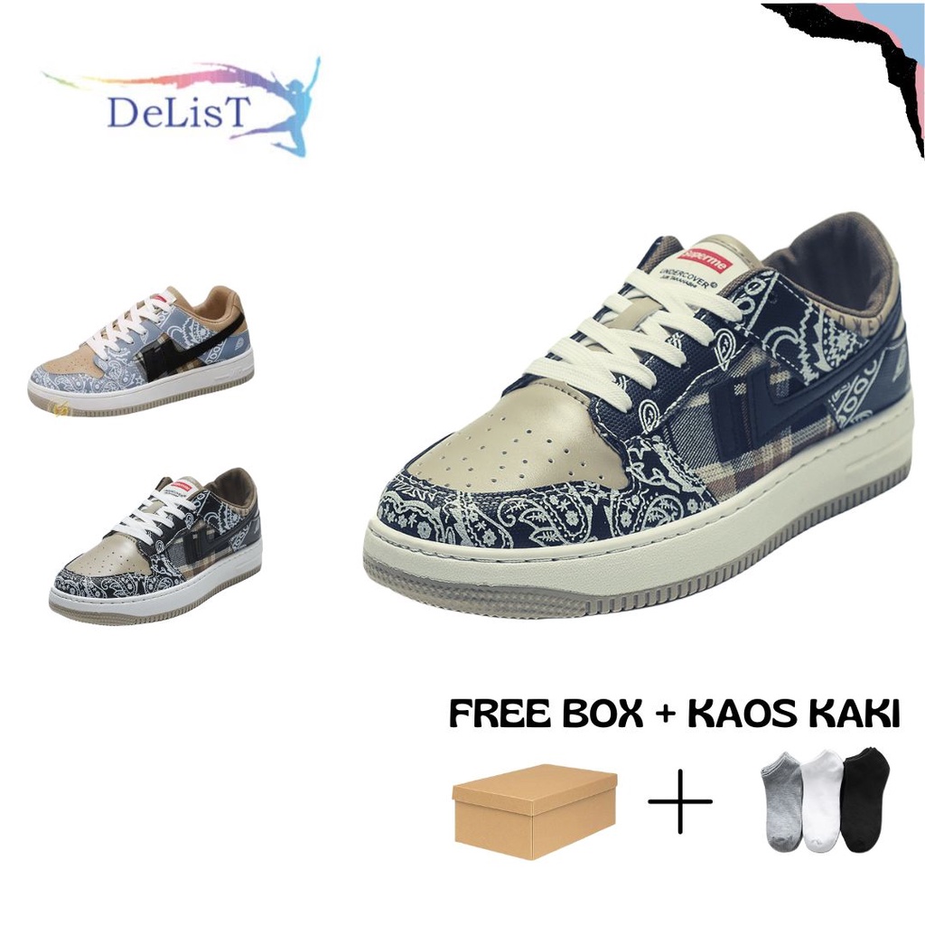 Jual [DELIST] Free Box + Kaos kaki -Sepatu Sneakers Pria Motif Batik ...