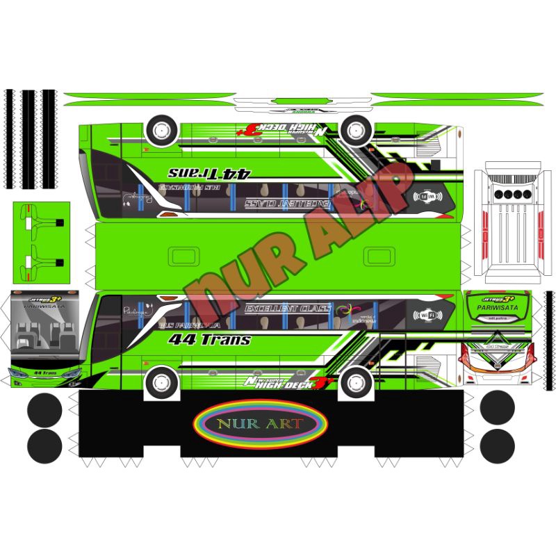 Jual papercraft bus DIY, 44 TRANS (hijau) | Shopee Indonesia