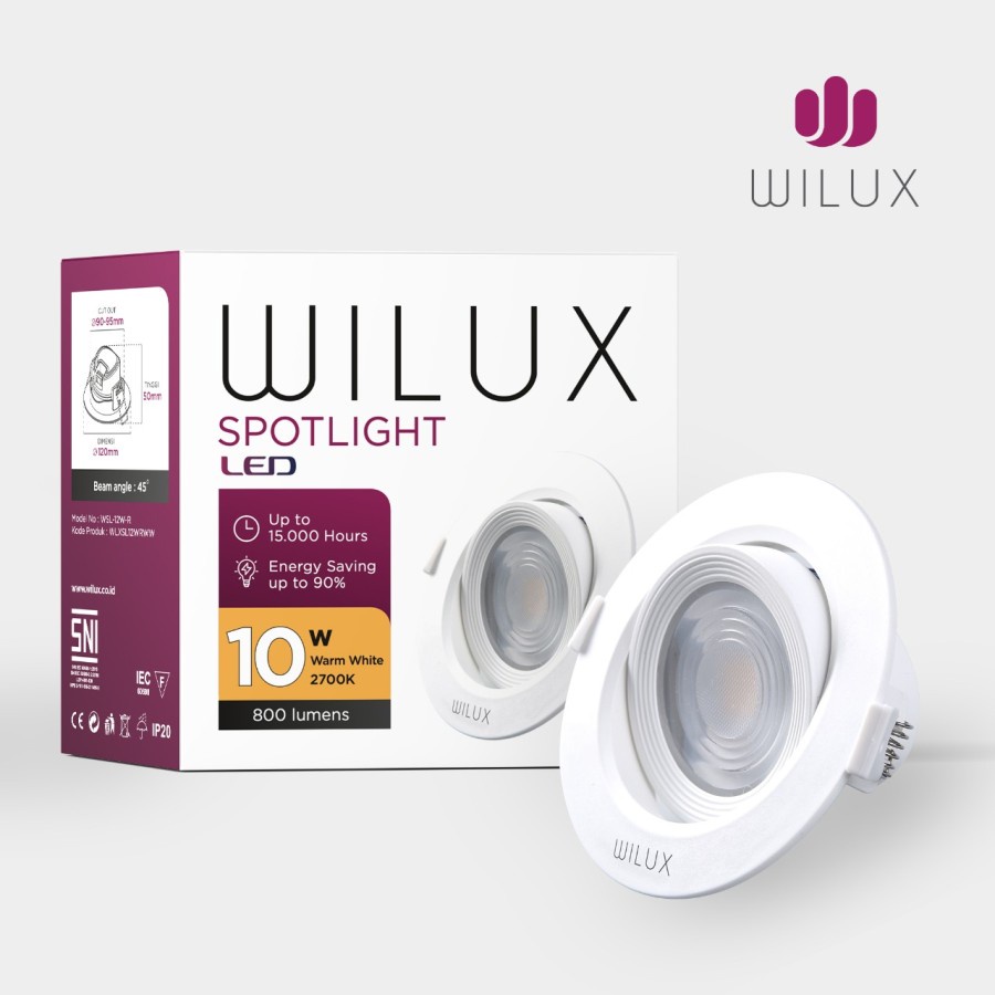 Jual Lampu LED Spotlight Wilux - 10 Watt 2700k Kuning - 10w Panel Sorot ...