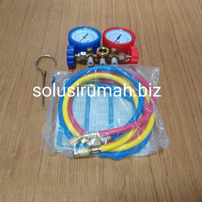 Jual TESTER TEKANAN AC AIR CONDITIONER R22 R32 MANIFOLD MERAH BIRU ...