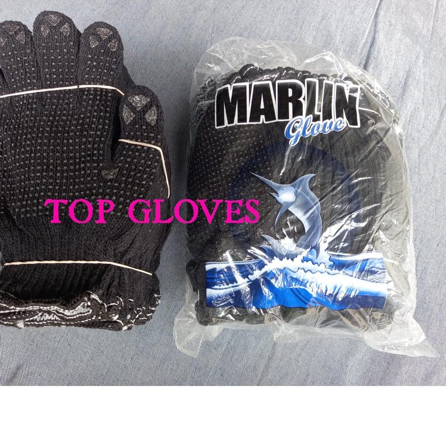 Jual Sarung Tangan Benang Hitam Bintik Hitam PVC Dotting Polkadot Merk ...