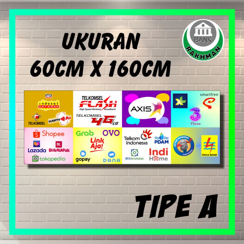 Jual SPANDUK BANNER PULSA COUNTER PPOB LOGO UKURAN 60cm x 160cm ...