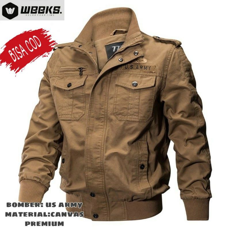 Jual Jaket Bomber Parka Military Original Weeks (Army) - Jaket Kanvas ...