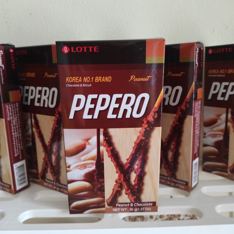 Jual Snack Korea Lotte Pepero Peanut & Chocolate (36gr) / Coklat Pepero ...