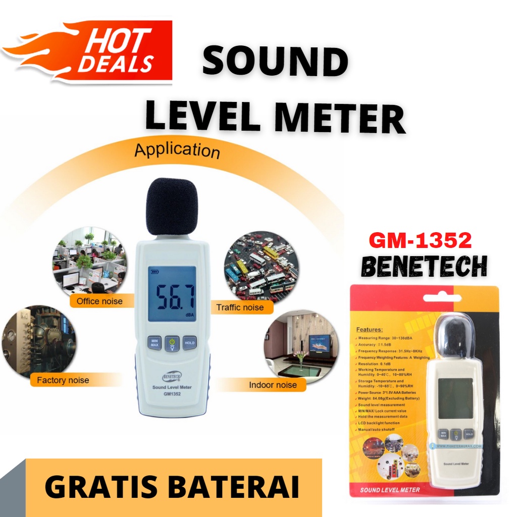 Jual sound meter GM1352 Sound Level Meter GM1352 BENETECH SOUND NOISE ...