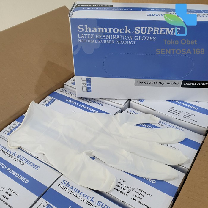 Jual SARUNG TANGAN KARET LATEX SHAMROCK SUPREME / GLOVE / ISI 50 PASANG ...