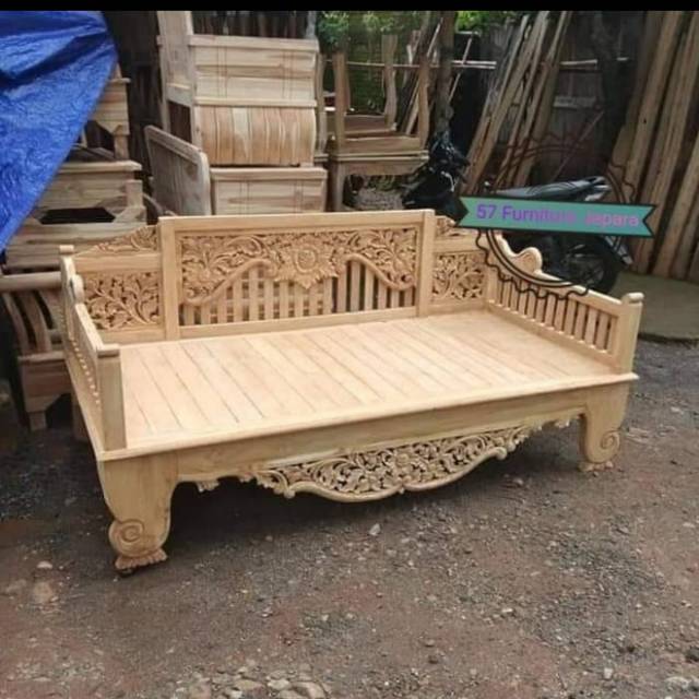 Jual Bangku bale bale ukir motif bunga MENTAHAN/kursi klasik antik jati ...