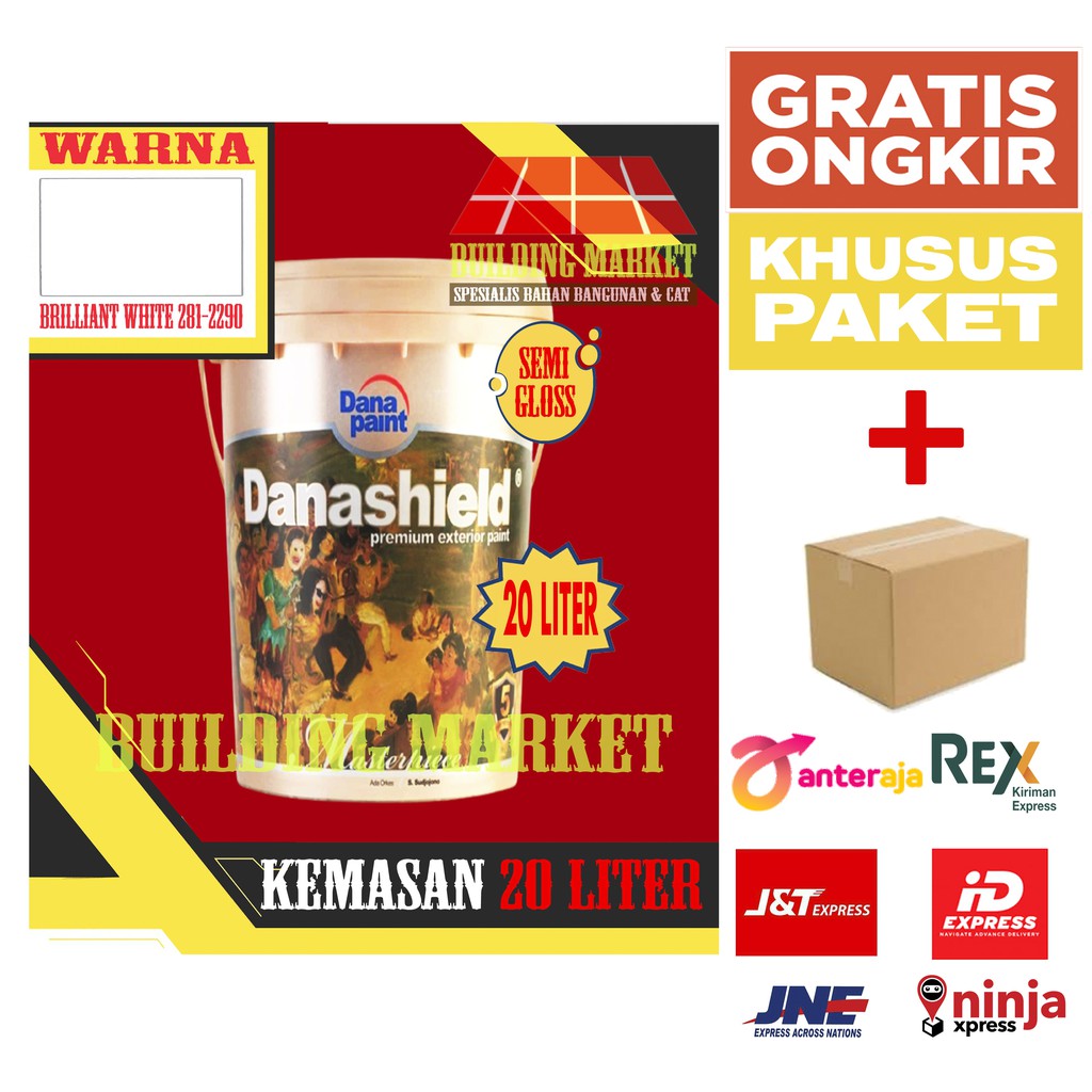 Jual CAT TEMBOK DANA PAINT DANASHIELD EXTERIOR BRILLIANT WHITE 20 LITER ...